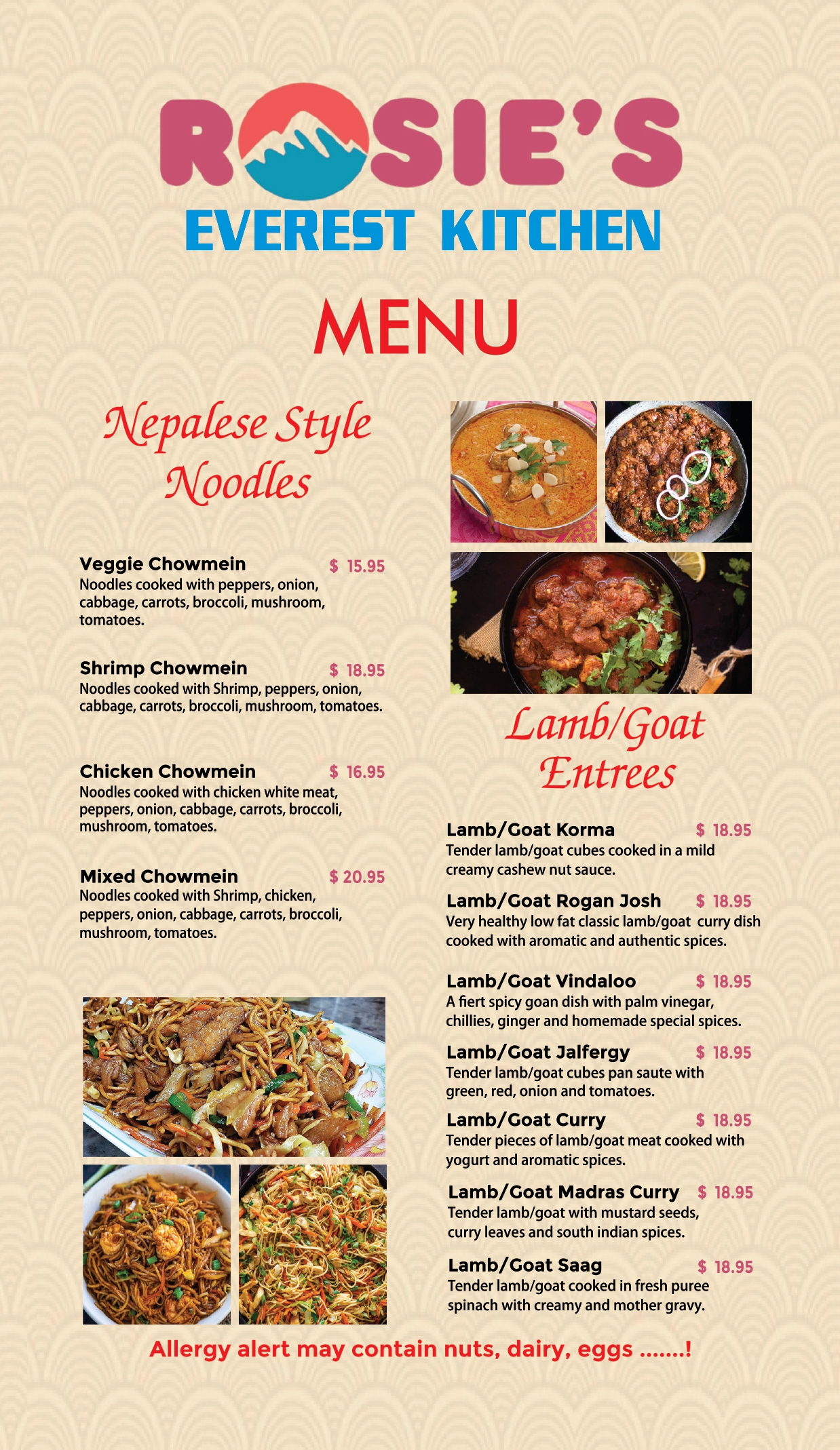 Menu – Rosie